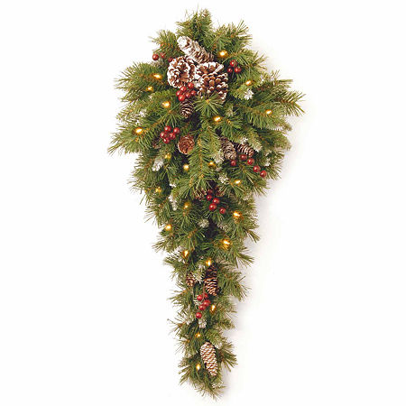 National Tree Company 36 Frosted Berry Teardrop with Battery Operated Warm White Led Lights - Green