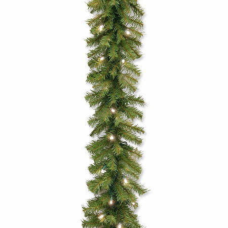 National Tree Company 9 x 10 Norwood Fir Garland with 50 Concave Soft White Led Lights - Green
