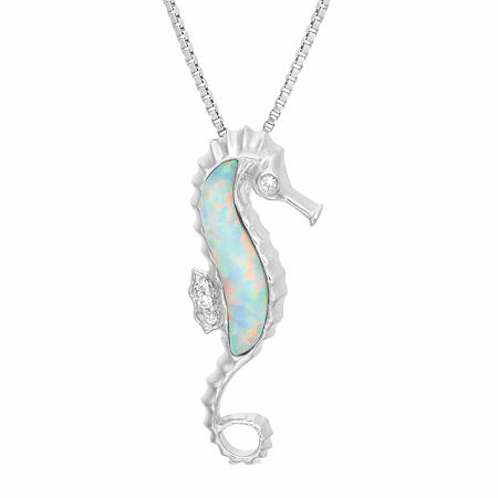 Click here for Seahorse Womens Diamond Accent Lab Created White O... prices