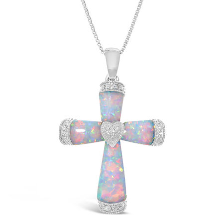 Click here for Womens Diamond Accent Lab Created White Opal Sterl... prices
