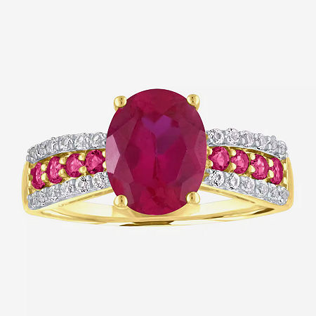 Click here for Womens Lab Created Red Ruby 10K Gold Cocktail Ring... prices