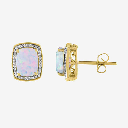 Click here for Lab Created White Opal 10K Gold Stud Earrings  One... prices