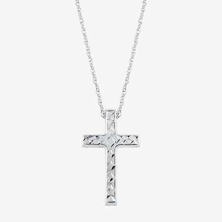 Click here for Womens 10K White Gold Cross 20 Inch Pendant Neckla... prices