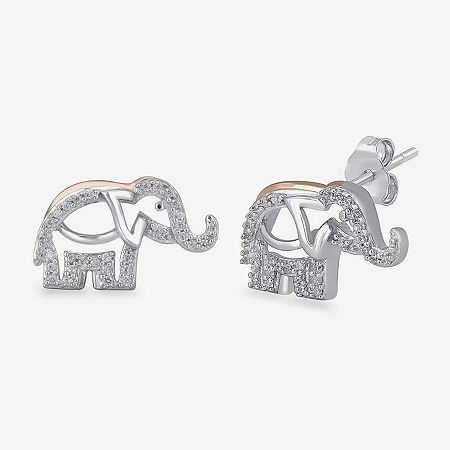 Click here for 1/10 CT.T.W. Diamond Elephant Stud Earrings in Two... prices