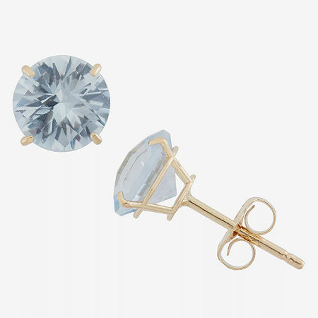 Click here for Lab Created Blue Aquamarine 10K Gold 6mm Round Stu... prices