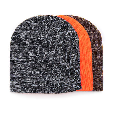 Muk Luks Mens 3 Pack Beanie Set - Black/grey/brown