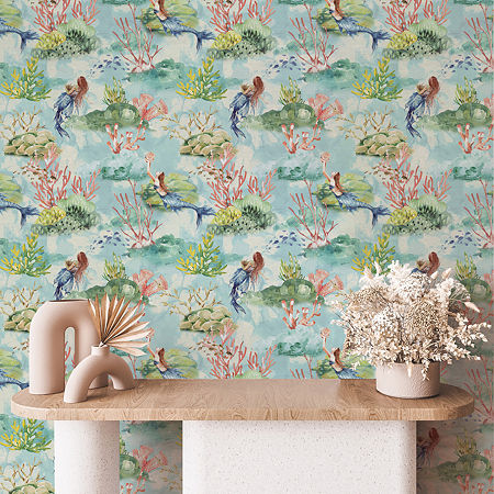 Click here for Tempaper Mermaid Toile Peel & Stick Wallpaper  One... prices