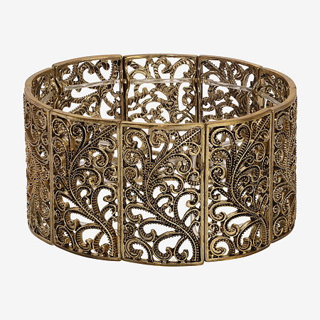 Click here for 1928 Gold Tone Rectangular Filagree Womens Stretch... prices