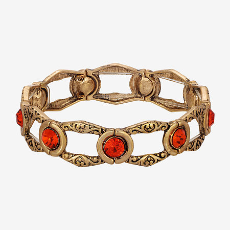 Click here for 1928 Womens White Glass Round Stretch Bracelet  On... prices