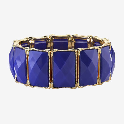 1928 Gold-Tone Rectangular Stretch Bracelet, Color: Blue - JCPenney