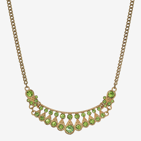 Click here for 1928 Gold-Tone Womens Green 16 Inch Collar Necklac... prices