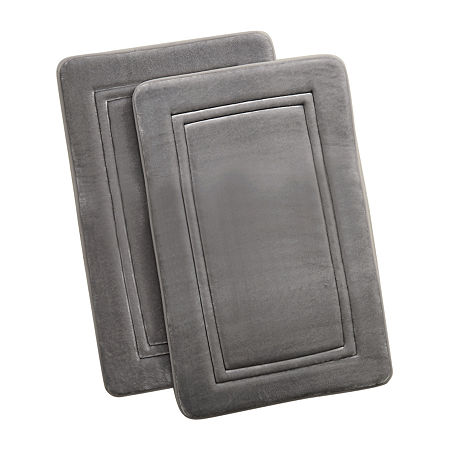 Truly Calm Antimicrobial Memory Foam 2-Pc. Bath Rug Set  17 x 24 - Gray