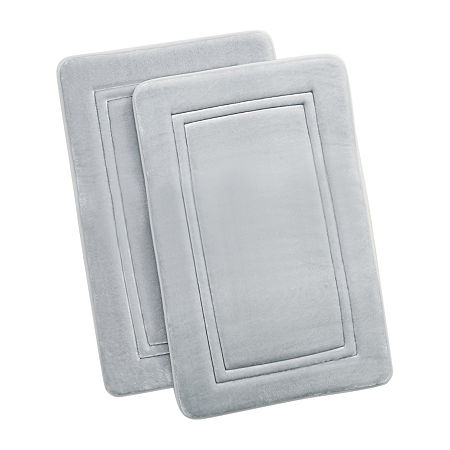Truly Calm Antimicrobial Memory Foam 2-Pc. Bath Rug Set  17 x 24 - Light Gray