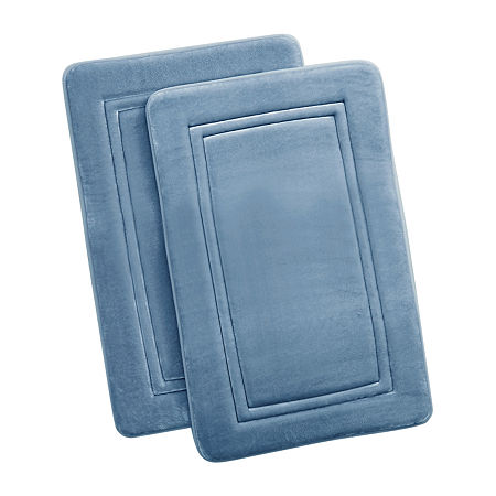 Truly Calm Antimicrobial Memory Foam 2-Pc. Bath Rug Set  20 x 32 - Blue