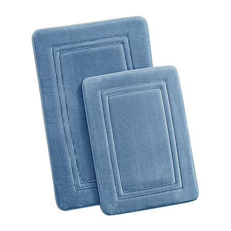Truly Calm Antimicrobial Memory Foam 2-Pc. Bath Rug Set - Blue