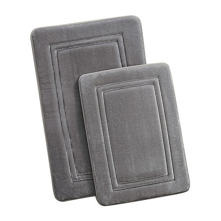 Truly Calm Antimicrobial Memory Foam 2-Pc. Bath Rug Set - Gray