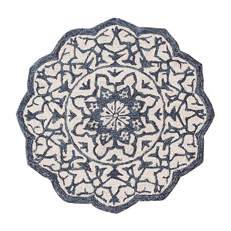 Lr Home Arabella ABA709 3 x 3 Round Area Rug - Denim