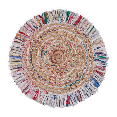 Brynn Avril Bordered Braided Stain Resistant Indoor Round Area Rug ...