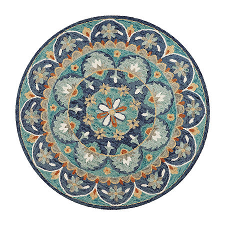 Lr Home Radiance Rdc-099 4 x 4 Round Area Rug - Teal  Blue