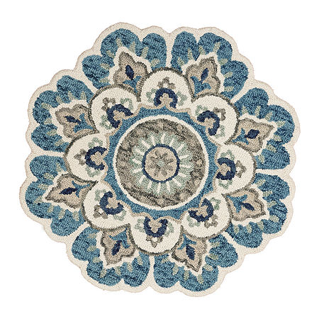 Lr Home Radiance Rdc-094 5x5 Round Area Rug - Ivory-teal