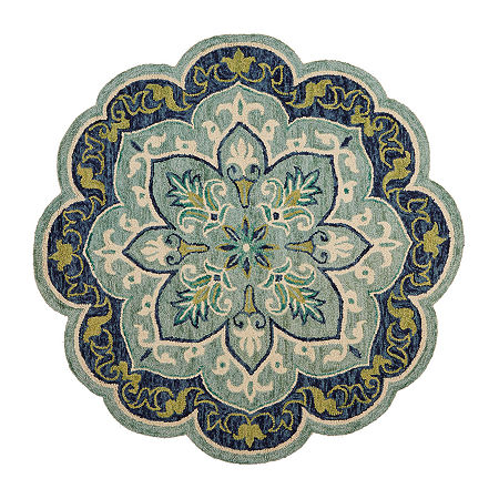 Lr Home Radiance Rdc-077 4 x 4 Round Area Rug - Teal