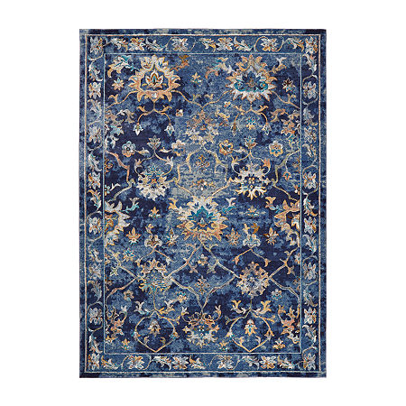 Click here for Glossy Ely Floral Stain Resistant Indoor Rectangul... prices