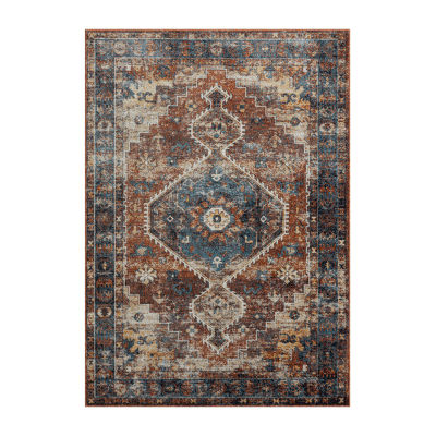 Leilani Iris Medallion Indoor Rectangular Area Rug, Color: Blue Orange ...