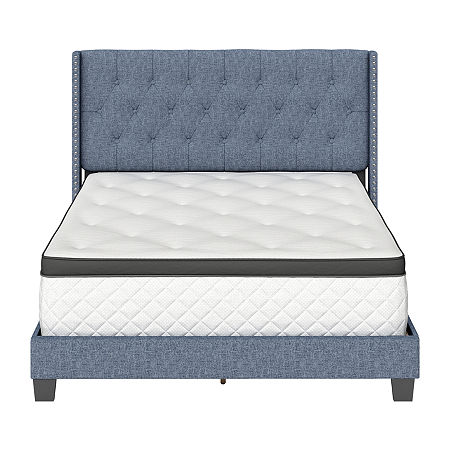 Click here for Mila Upholstered Wooden Bed  One Size  Blue prices