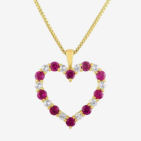 Click here for Womens Lab Created Red Ruby 10K Gold Heart 18 Inch... prices