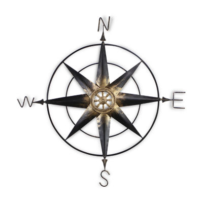 Cheungs Large Elegant Décor Compass Metal Wall Art 4723, Color: Black ...