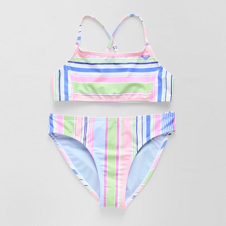 Click here for Roxy Big Girls Salty Stripe Bikini Set  8  Blue prices