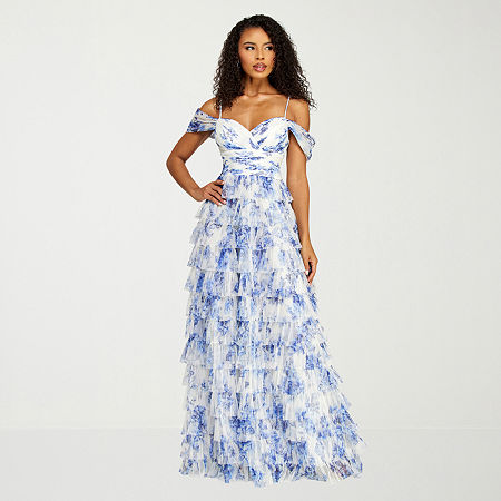 Click here for B. Smart Womens Juniors Sleeveless Scroll Ball Gow... prices