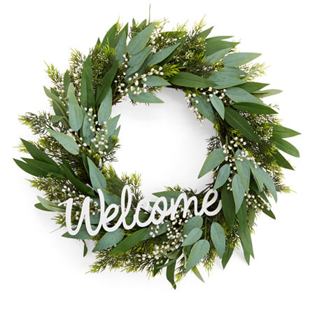 Click here for Linden Street 24in Welcome Mixed Evergreen Wreath... prices