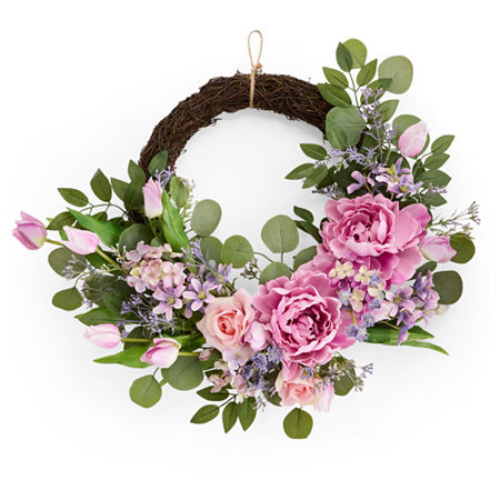 Click here for Linden Street Tulip And Lilac Wreath  One Size  Pu... prices