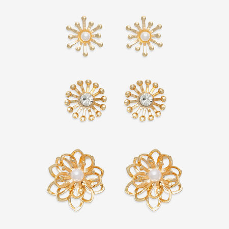 Click here for Mixit Gold Tone Stud Womens Glass Flower Hypoaller... prices