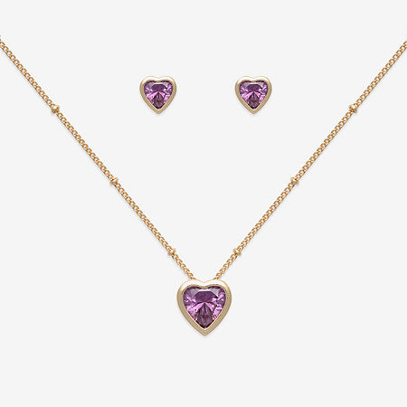 Click here for Mixit Womens Purple Cubic Zirconia Heart Hypoaller... prices