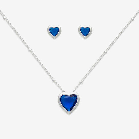 Click here for Mixit Womens Blue Cubic Zirconia Heart Hypoallerge... prices