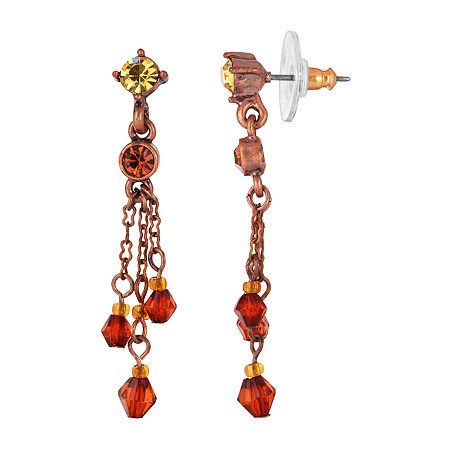 Click here for 1928 Copper Tone Womens Brown Crystal Drop Earring... prices