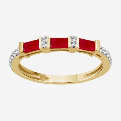 Womens 2MM 1/6 CT. T.W. Genuine Red Ruby 10K Gold Band - JCPenney