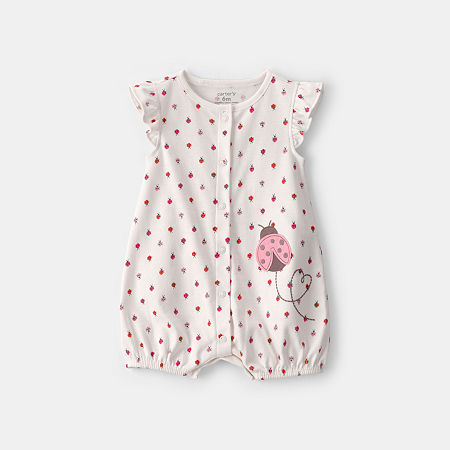 Carters Baby Girls Ladybug Print Flutter-Sleeve Romper - Ivory