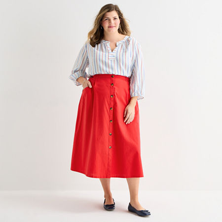 Click here for St. Johns Bay Womens Plus Midi A-Line Skirt  1x  R... prices
