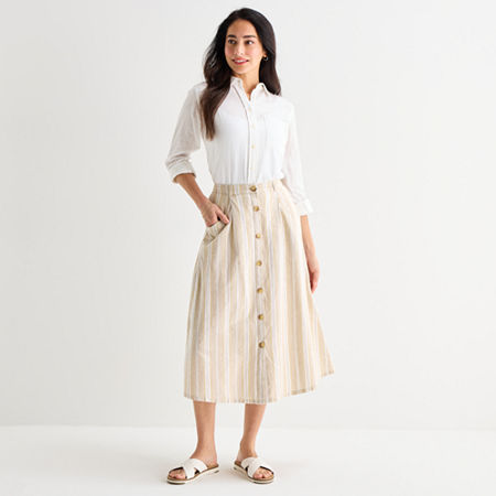 Click here for St. Johns Bay Womens Midi A-Line Skirt  Medium  Be... prices