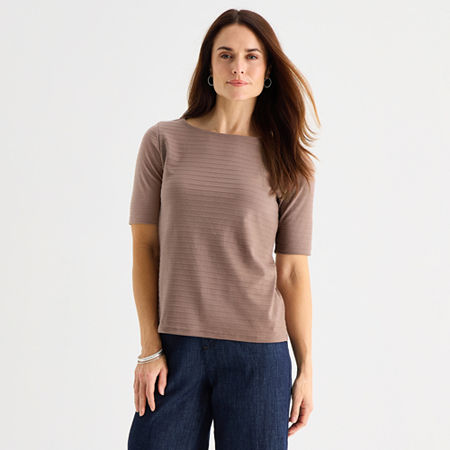 Click here for Liz Claiborne Womens Petite Boat Neck Short Sleeve... prices