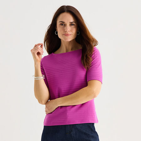 Click here for Liz Claiborne Womens Boat Neck Short Sleeve Blouse... prices