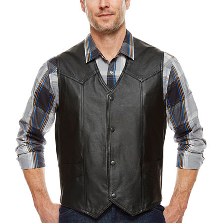Click here for Snap-Front Leather Vest  Medium  Black prices