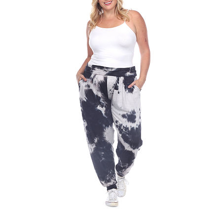 Click here for White Mark Plus Size Tie Dye Harem Pants - Black prices