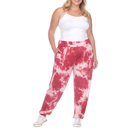 Click here for White Mark Plus Size Tie Dye Harem Pants - Red prices