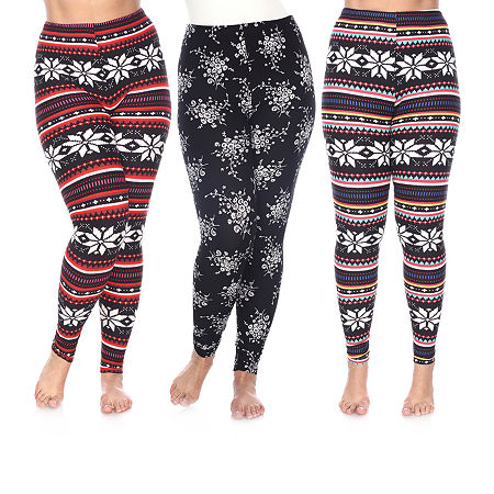 Click here for Plus Size White Mark 3pk. Floral & Snowflake Leggi... prices