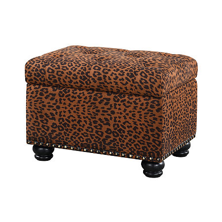 Convenience Concepts 24 Printed Fabric 5th Avenue Storage Ottoman - Forest Leopard Print Fabric