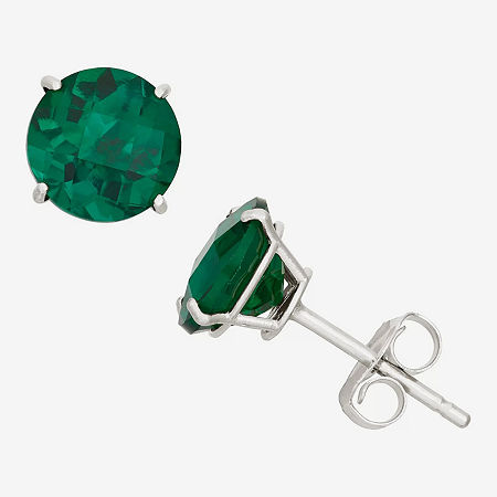 Click here for Lab Created Green Emerald 10K Gold 6mm Stud Earrin... prices